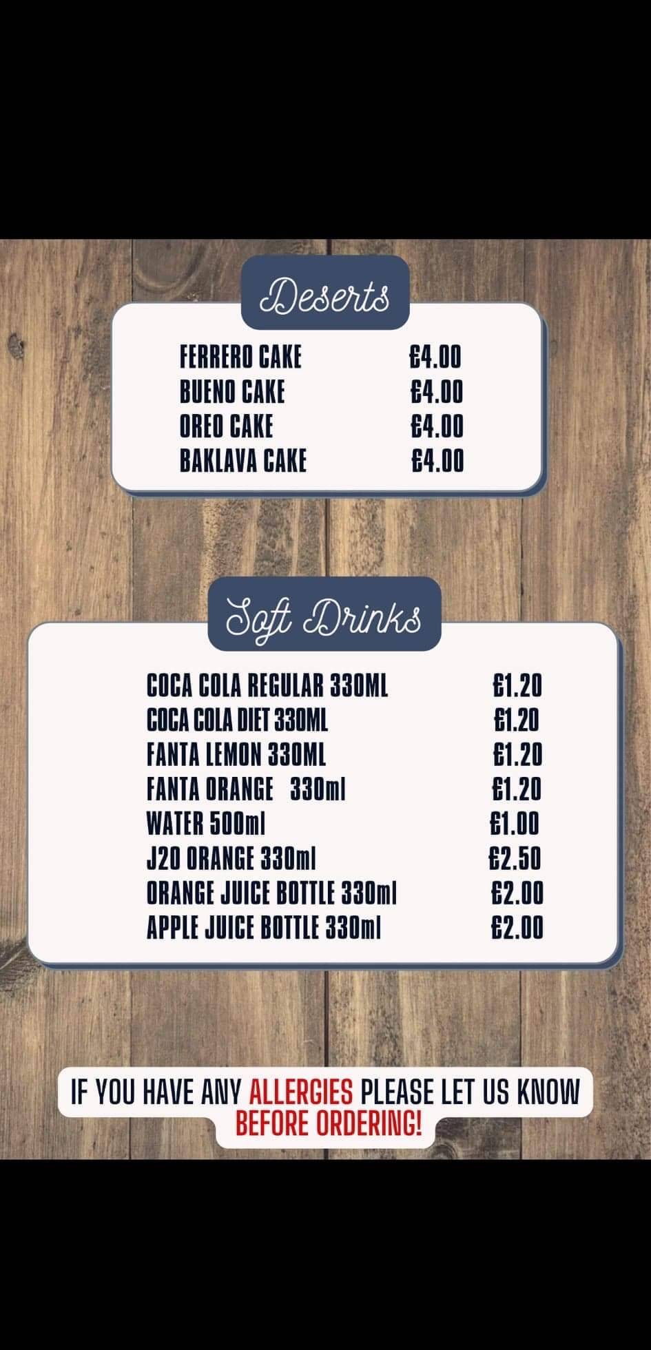 Menu at Greek Street Food Takeaway restaurant, Birmingham