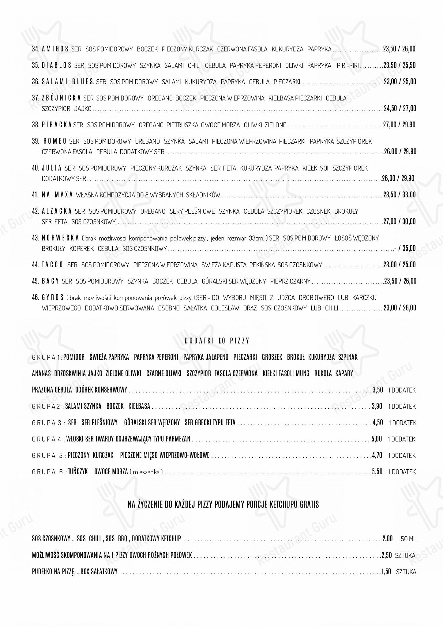 Menu at HAWA PIZZERIA, Bystra
