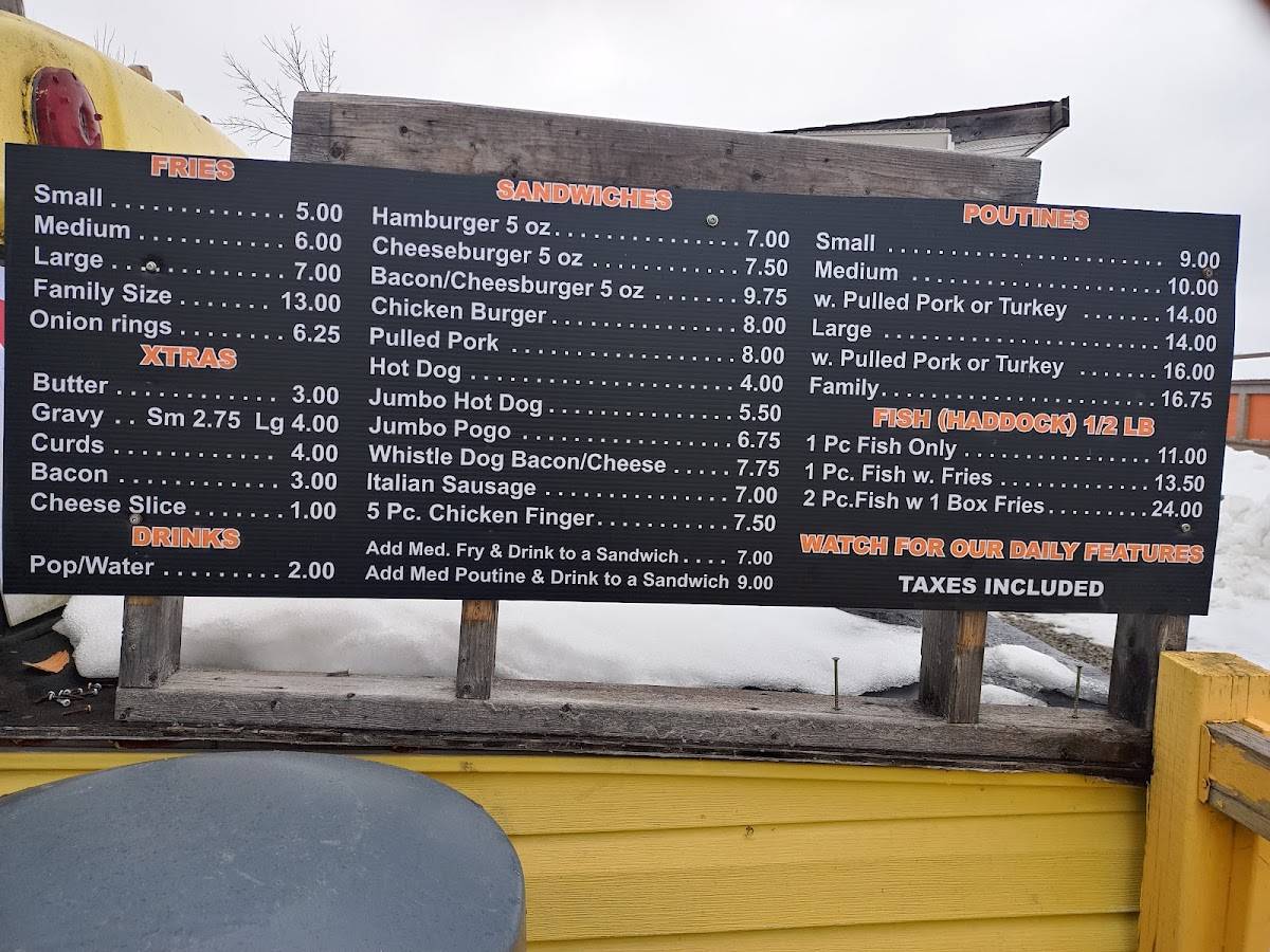 Menu at Hanks Fries restaurant, Smiths Falls