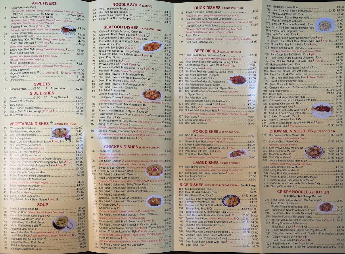 Menu at Happy Valley Chinese fast food, London, 160 Southampton Way