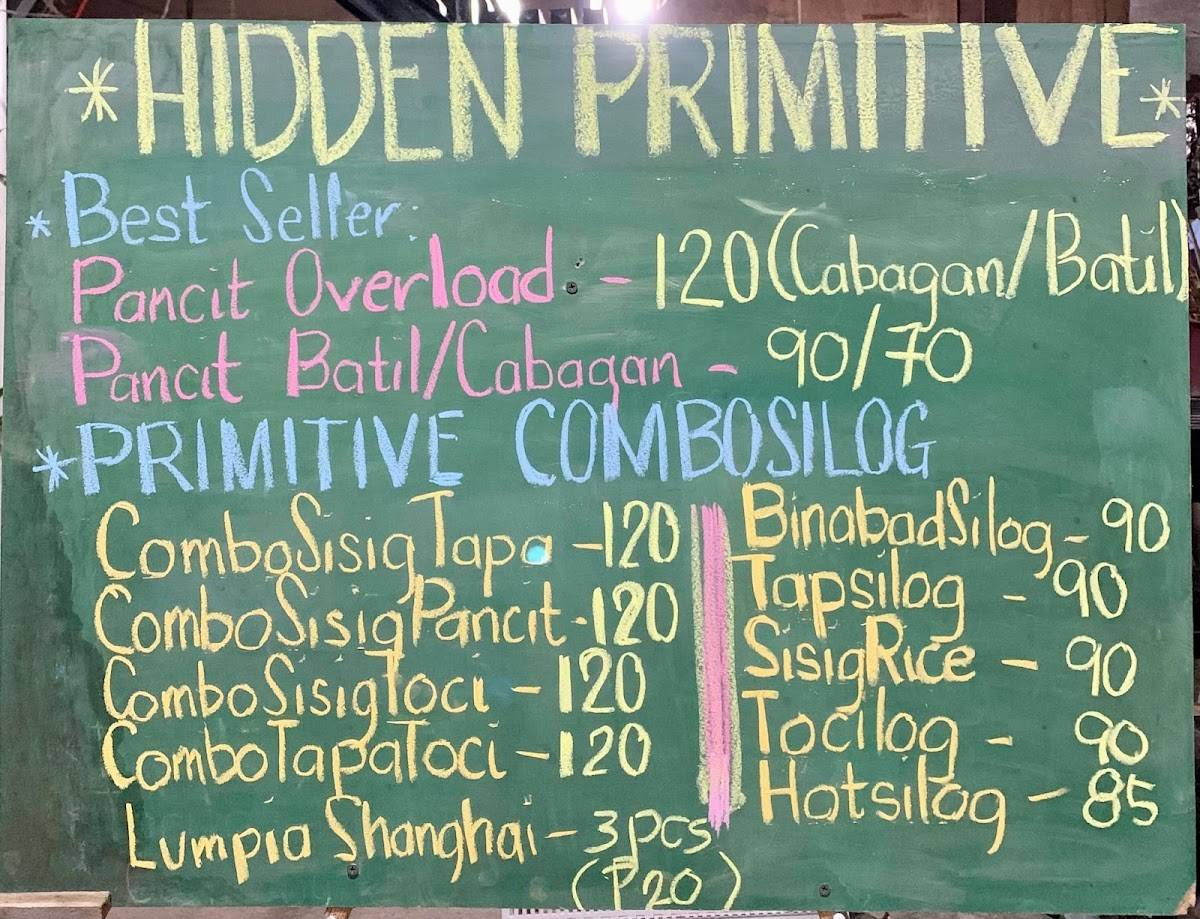 Carta del restaurante Hidden Primitive Pancit Cabagan and Pancit Batil ...