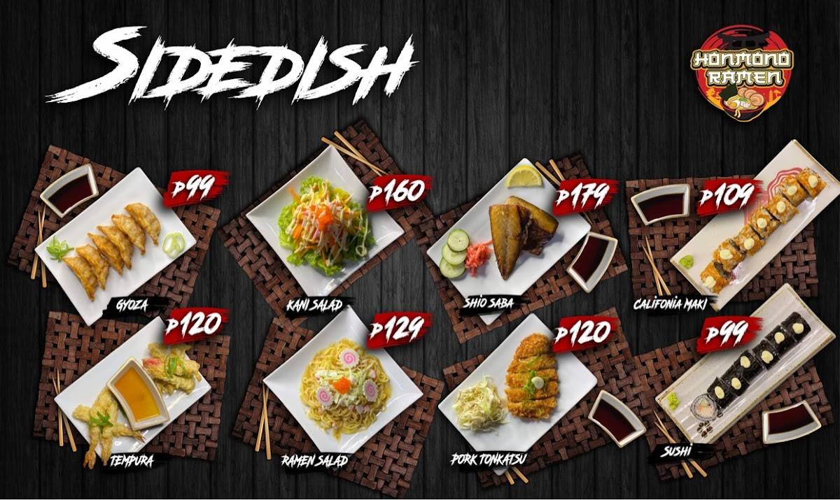 Menu at Honmono Ramen restaurant, Manila