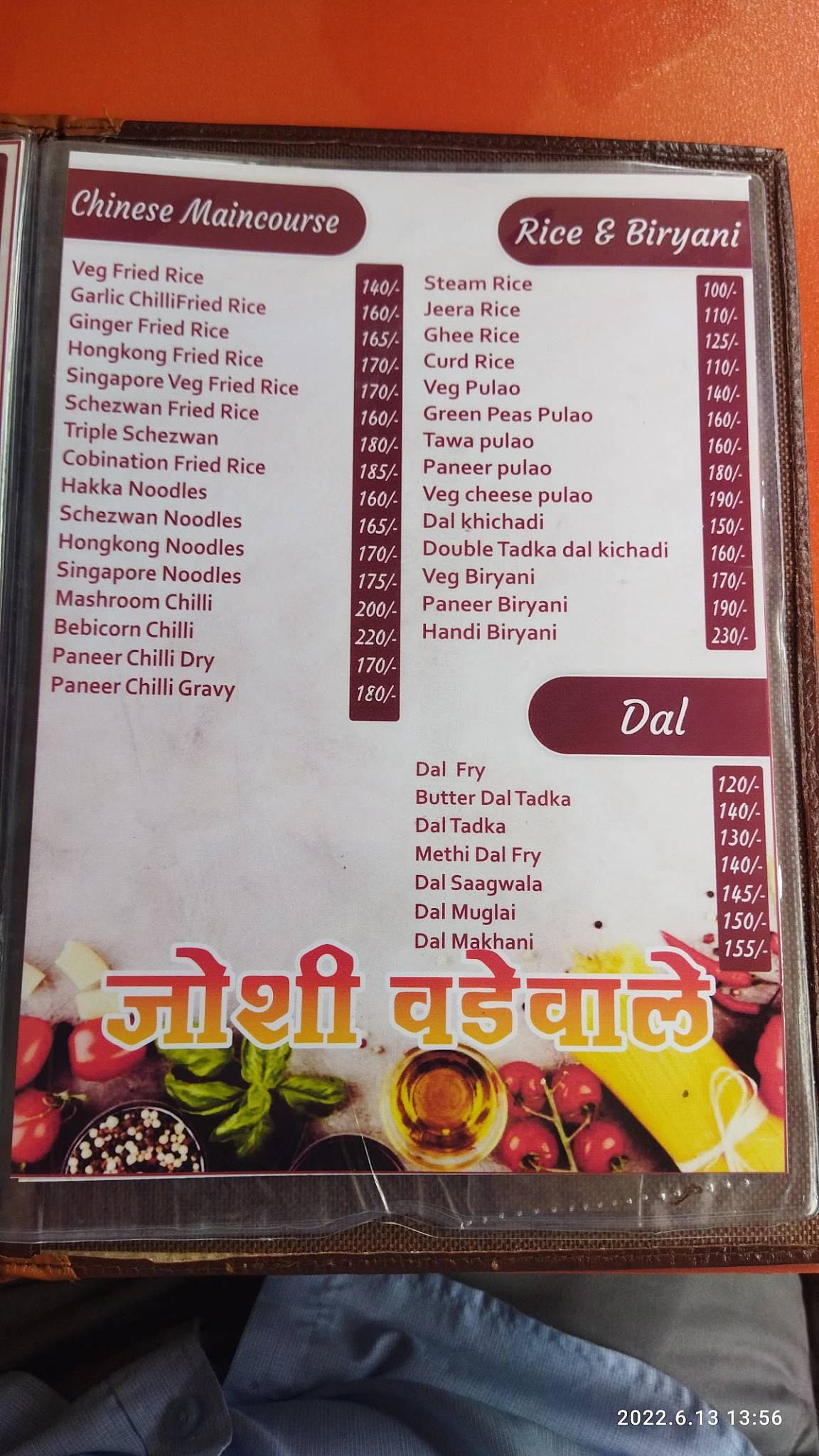 Menu at JOSHI VADEWALE PURE VEG RESTAURANT, Mangaon