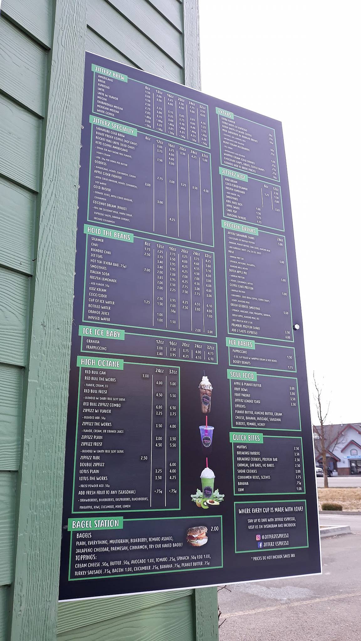 Menu at Jitterz Espresso, Post Falls, E Seltice Way