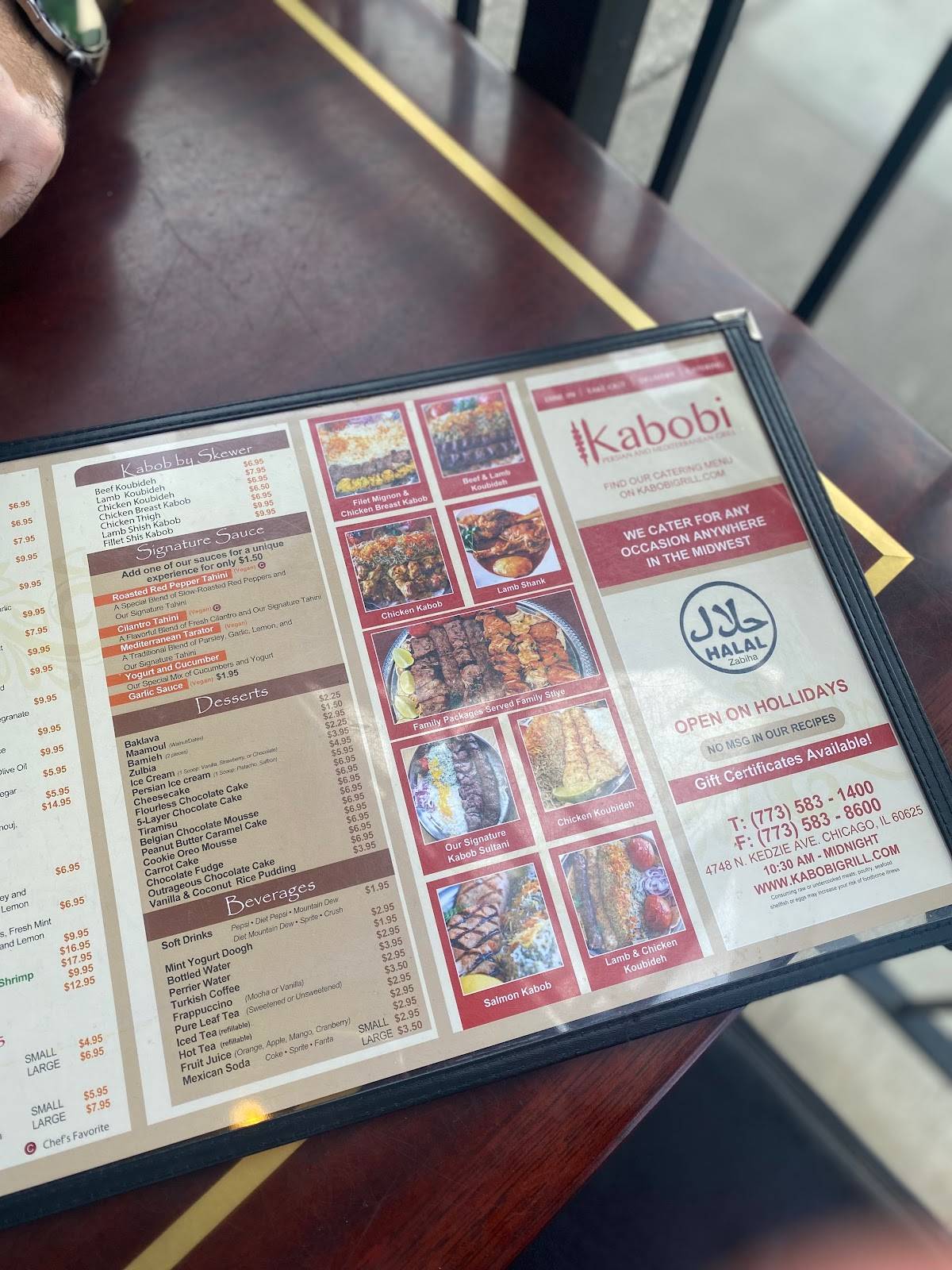 Menu at Kabobi - Persian and Mediterranean Grill restaurant, Chicago