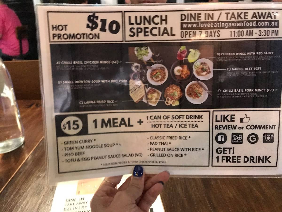Menu at LEAF IN NOWRA, MODERN THAI & ASIAN RESTAURANT, Nowra