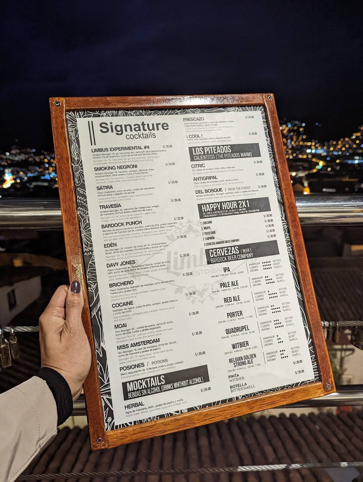 Carta de Limbus Restobar, Cusco