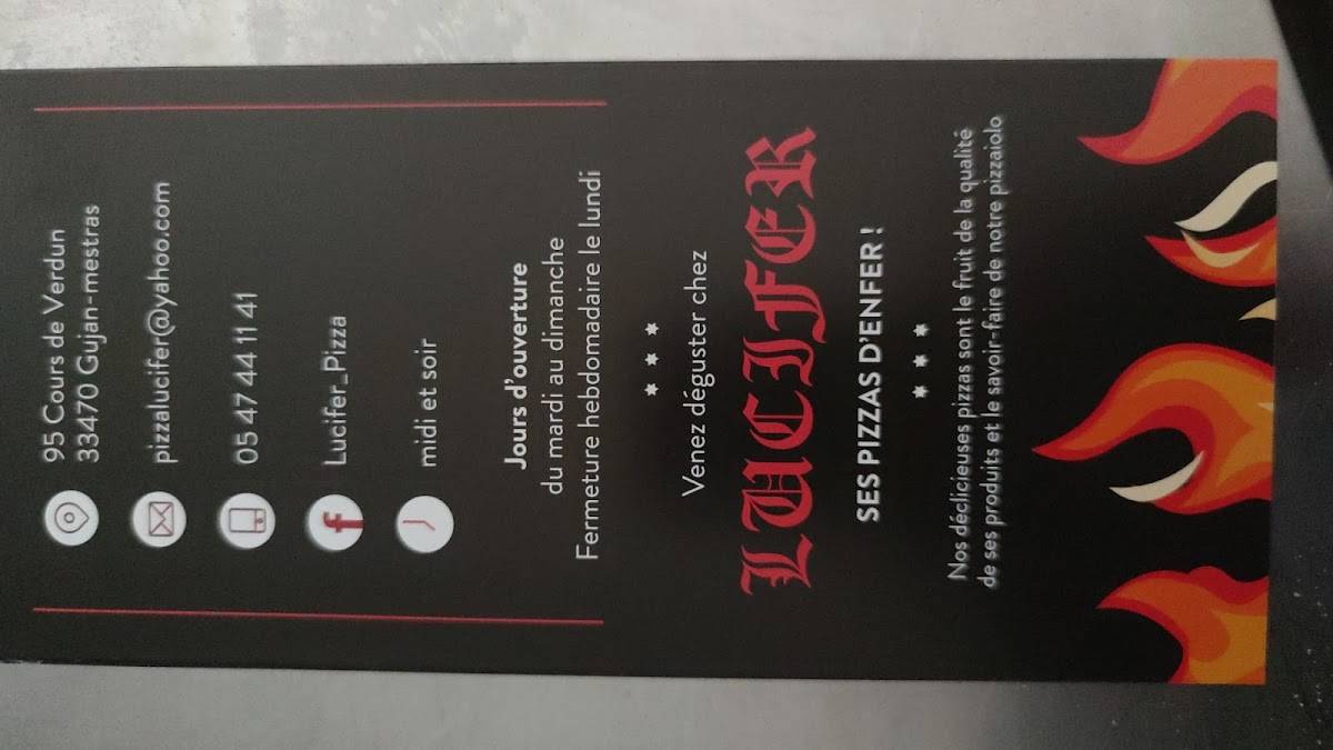 Menu au LUCIFER PIZZA restaurant, Gujan-Mestras