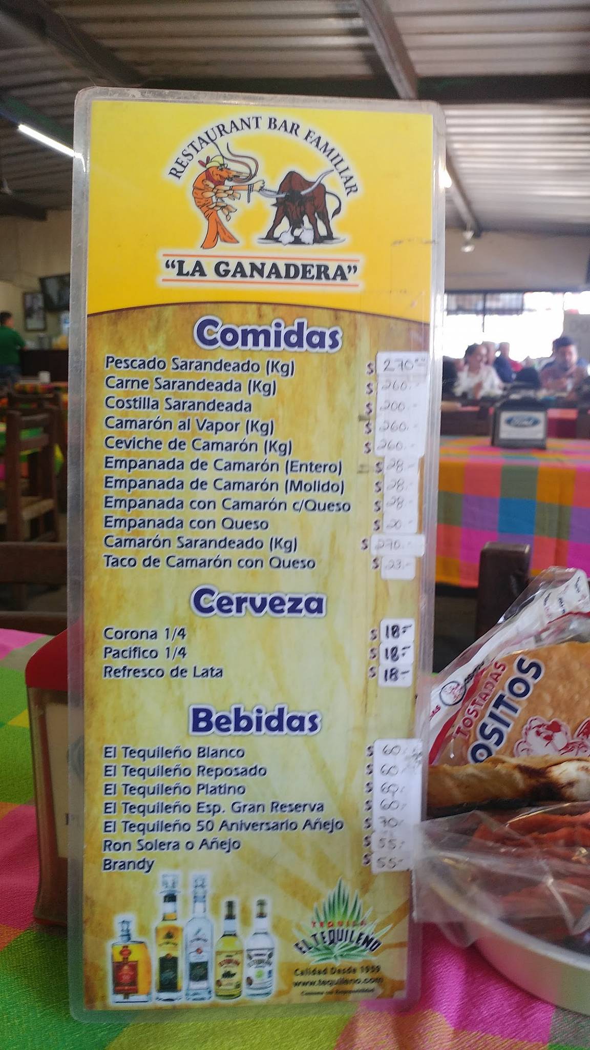 Carta de Restaurant La Ganadera, Tepic, Blvrd Luis Donaldo Colosio 552