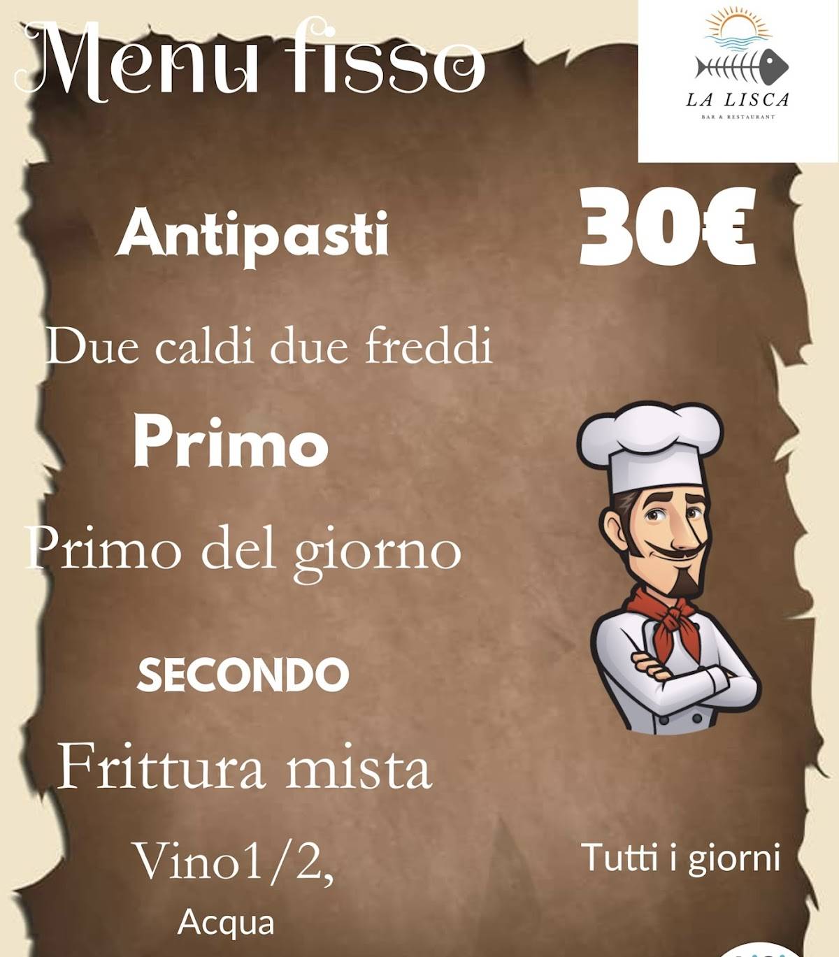 Speisekarte von La Lisca restaurant, Civitavecchia, Lungomare ...