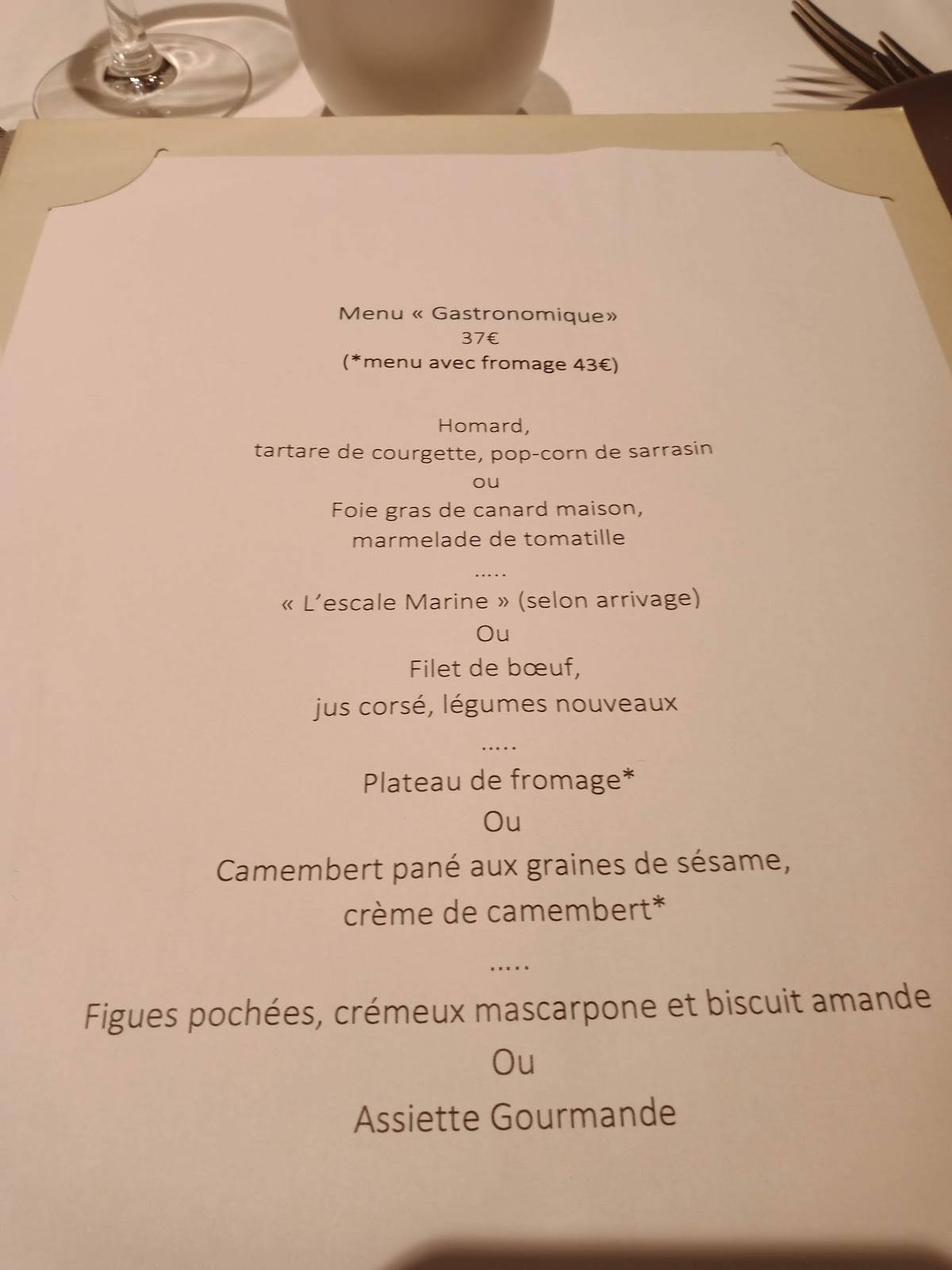 Menu at La Petite Auberge restaurant, La Chapelle-Janson