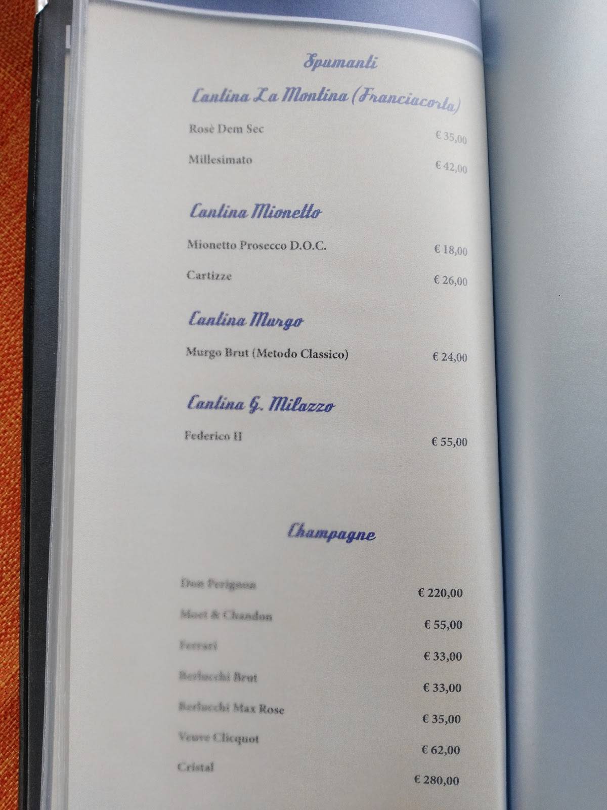 Menu da Ristorante La Prua, Capo Mulini, Lungomare Mario Martinez