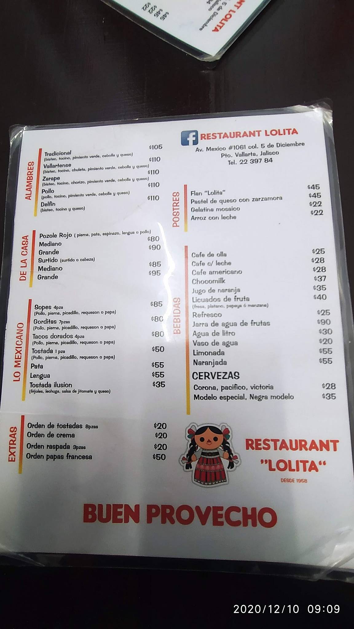Menu at Layla's Restaurante, Puerto Vallarta