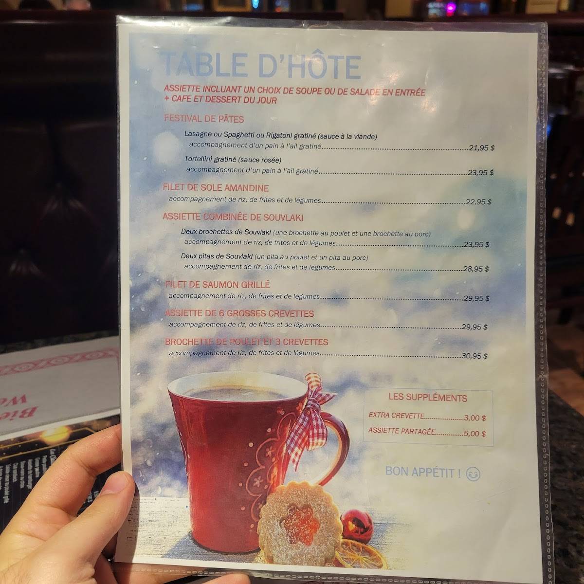 Menu at Restaurant Le Chateau, L'Assomption, 293 Bd de l'Ange-Gardien