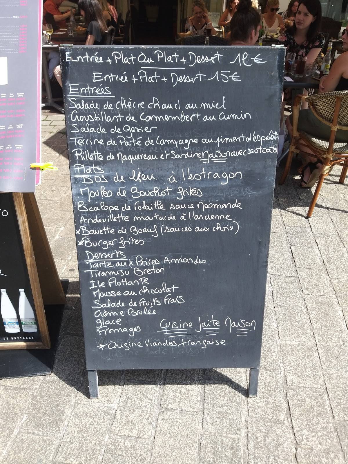 Menu au Le Colibri restaurant, Pontivy