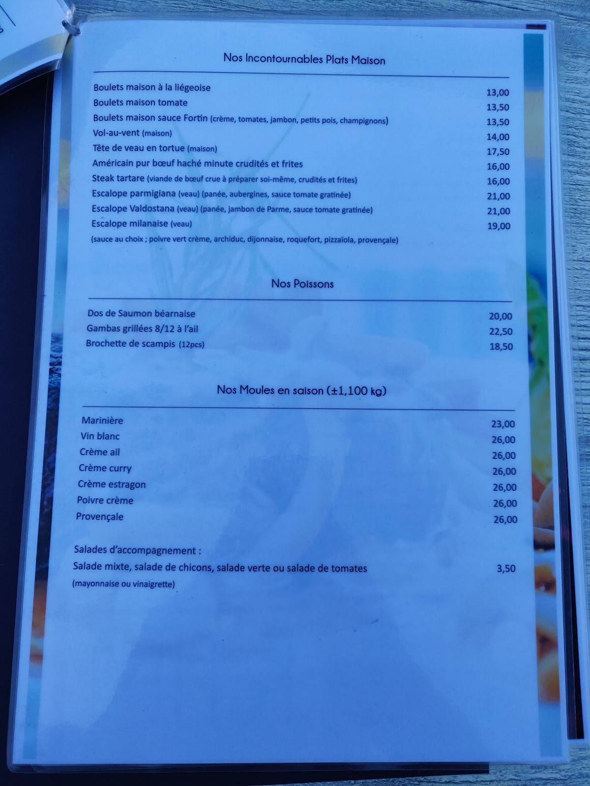 Menu au Le Fortin, Blegny, Rue Lieutenant Jungling 7
