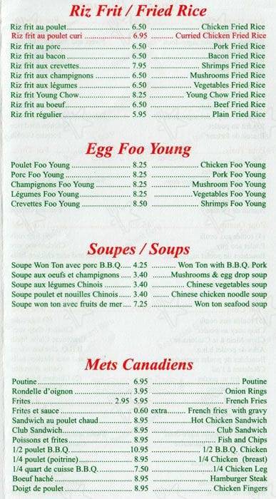 Menu at Restaurant Lee, Gatineau