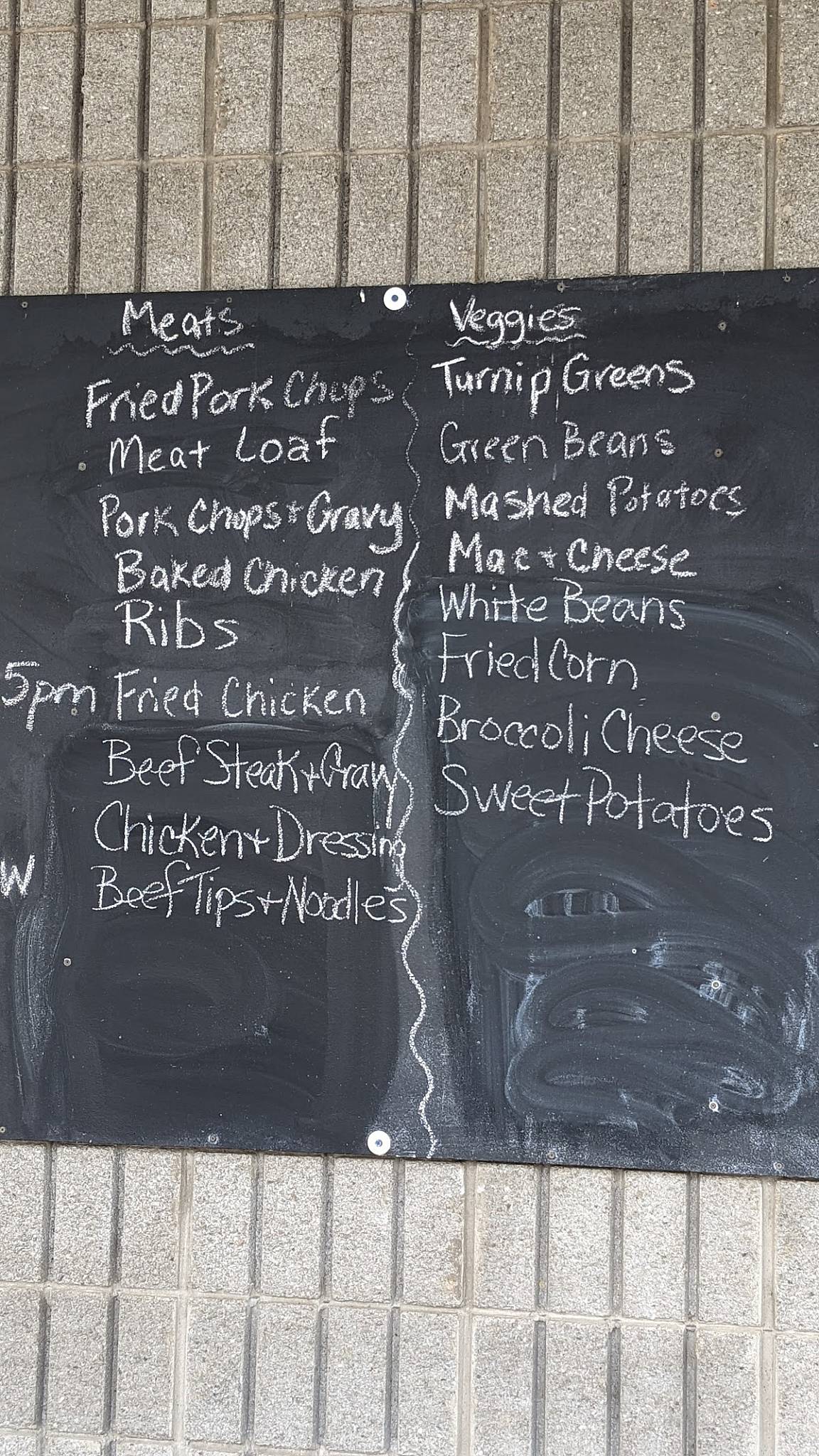 Menu at Lil Cee's restaurant, Nashville