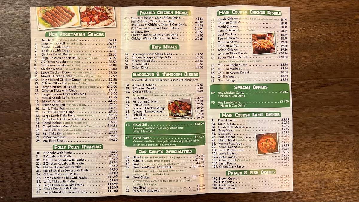 Menu at Little Lahore restaurant, Dunstable
