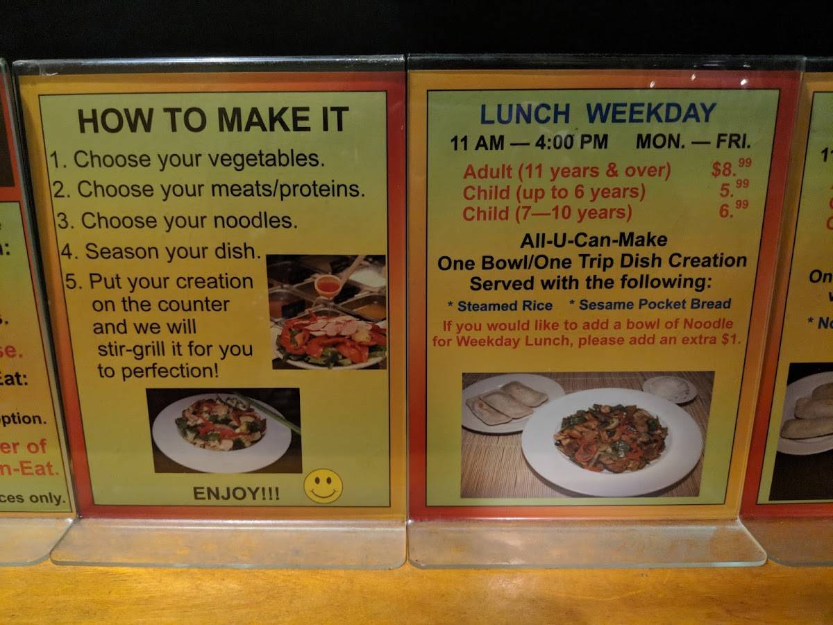 Menu at MONGO FIRE MONGOLIAN GRILL restaurant, Austin, Research Blvd A-110