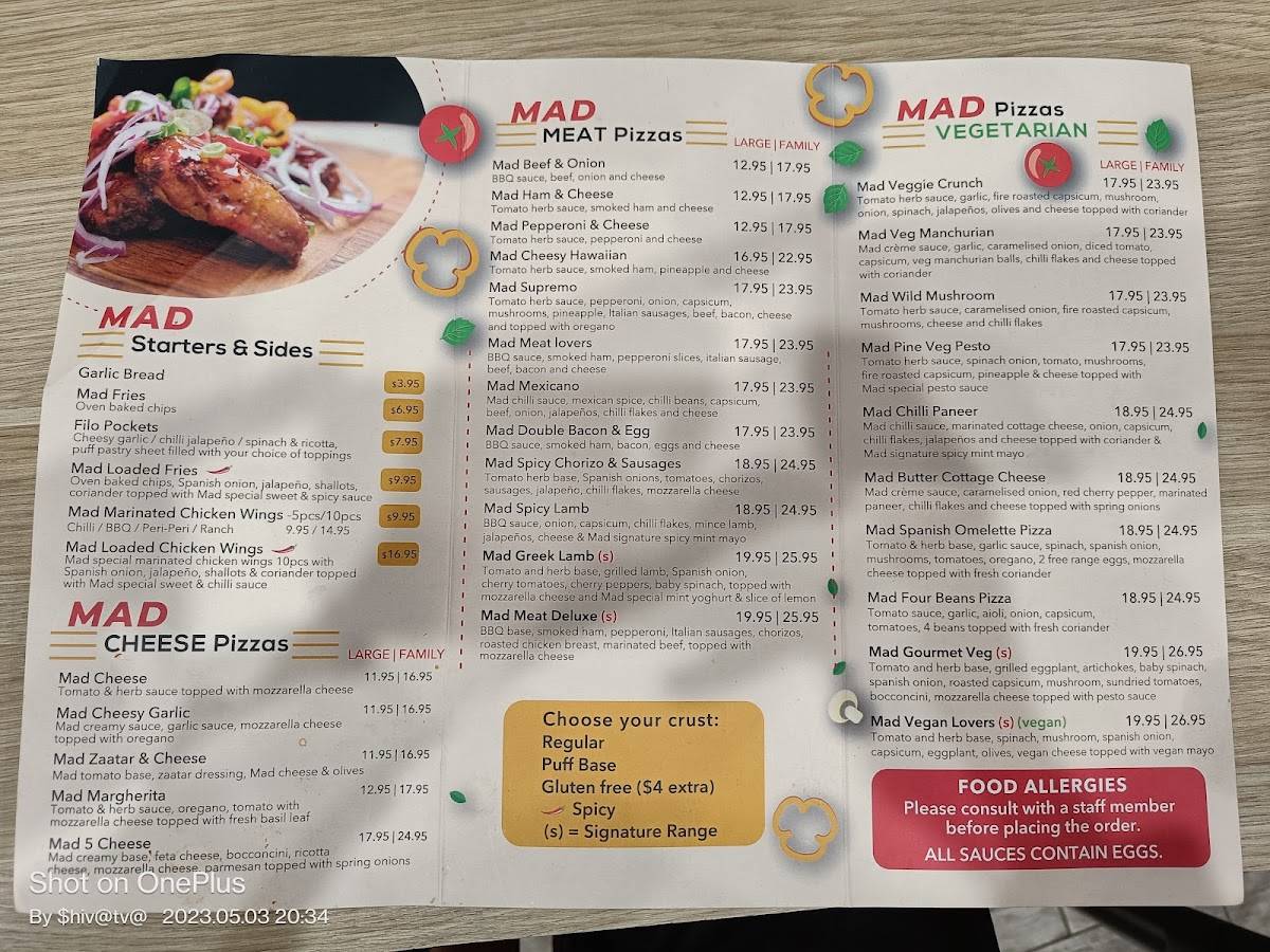 Menu at Mad Toppings Parramatta restaurant, Parramatta