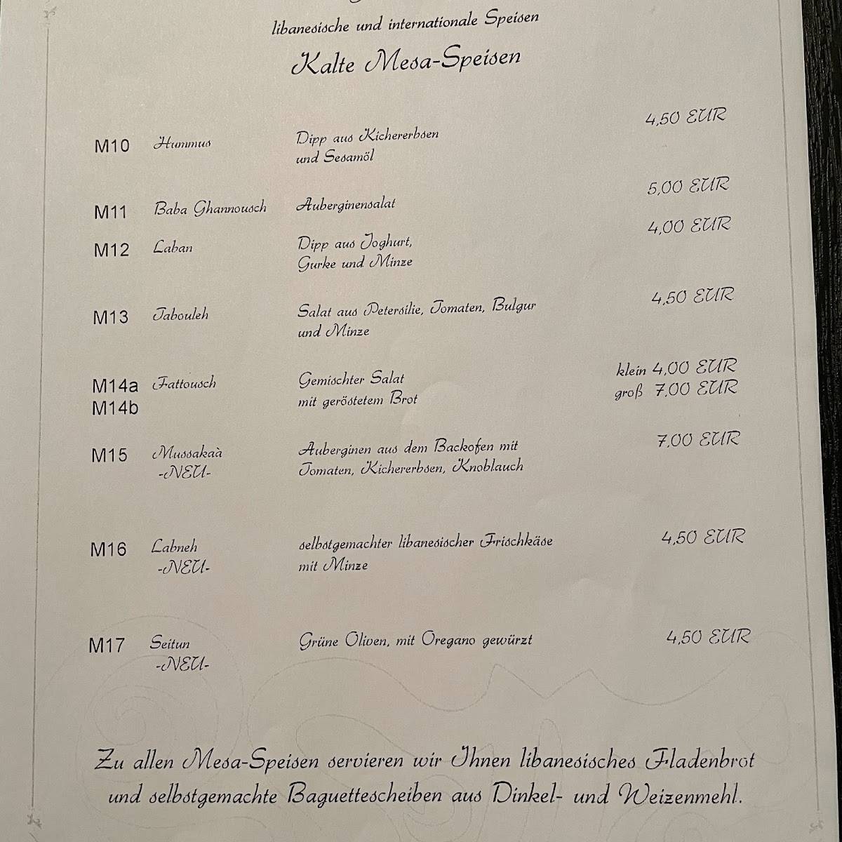 Speisekarte von Restaurant Mahas - orientalisches & libanesisches ...