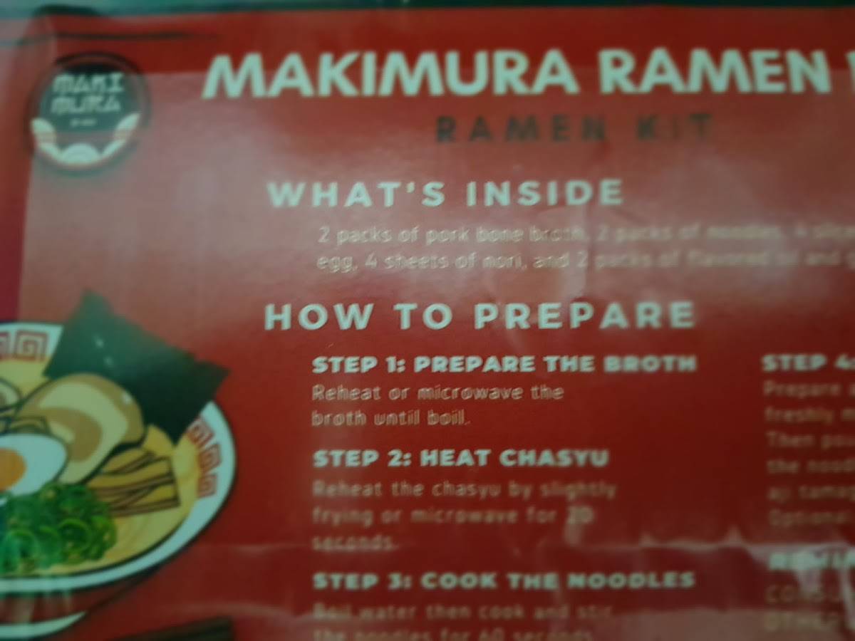 Menu at Makimura Ramen Bar, Angeles, Tinio Building