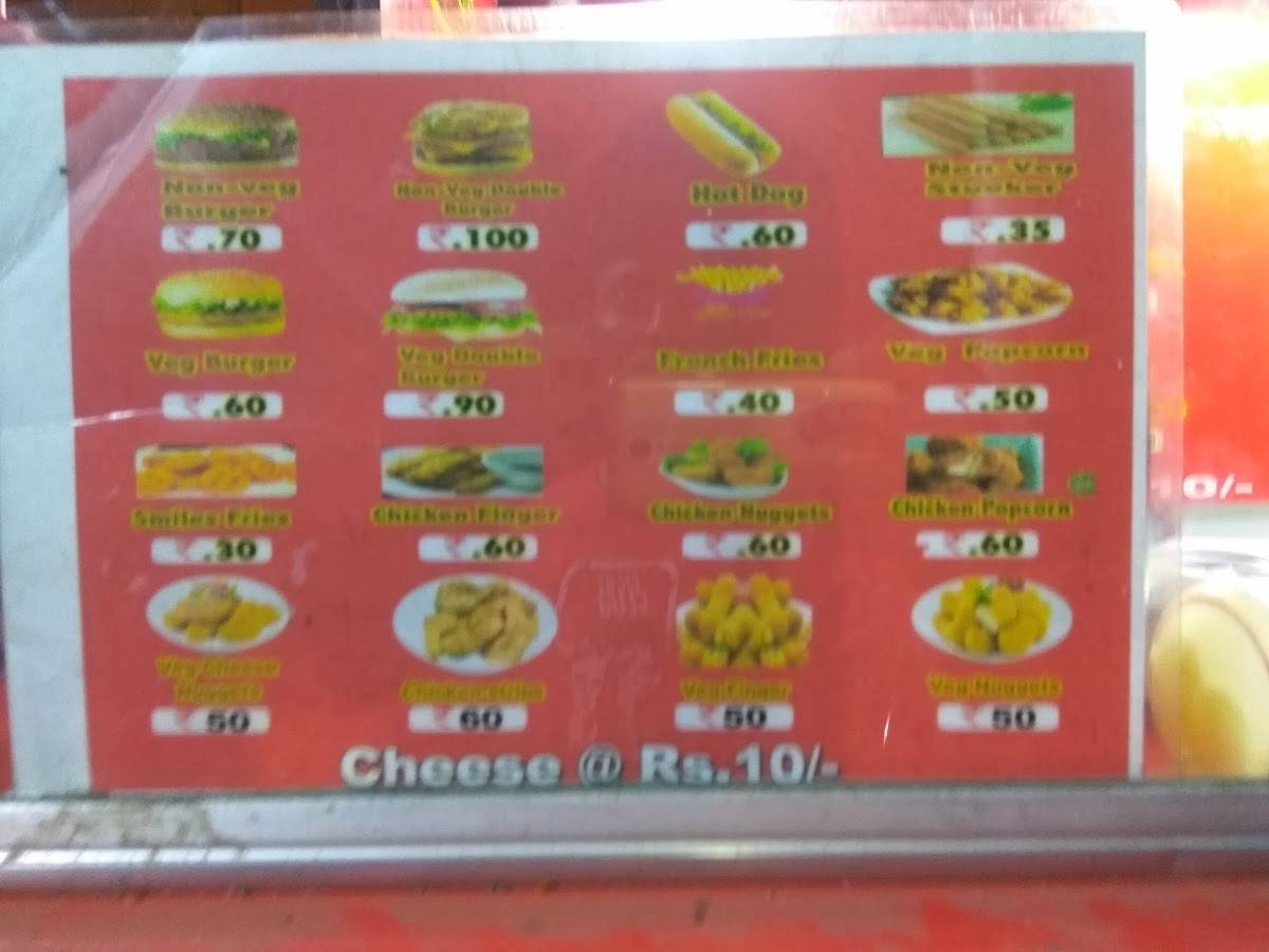 Menu at Mani's burger, Chennai