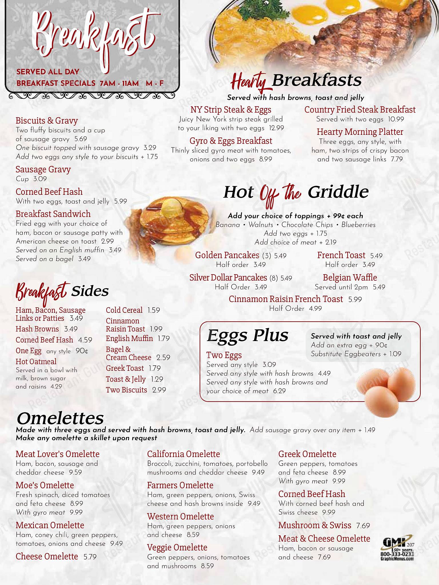 Menu at Mimi's Diner restaurant, Township of Hamburg