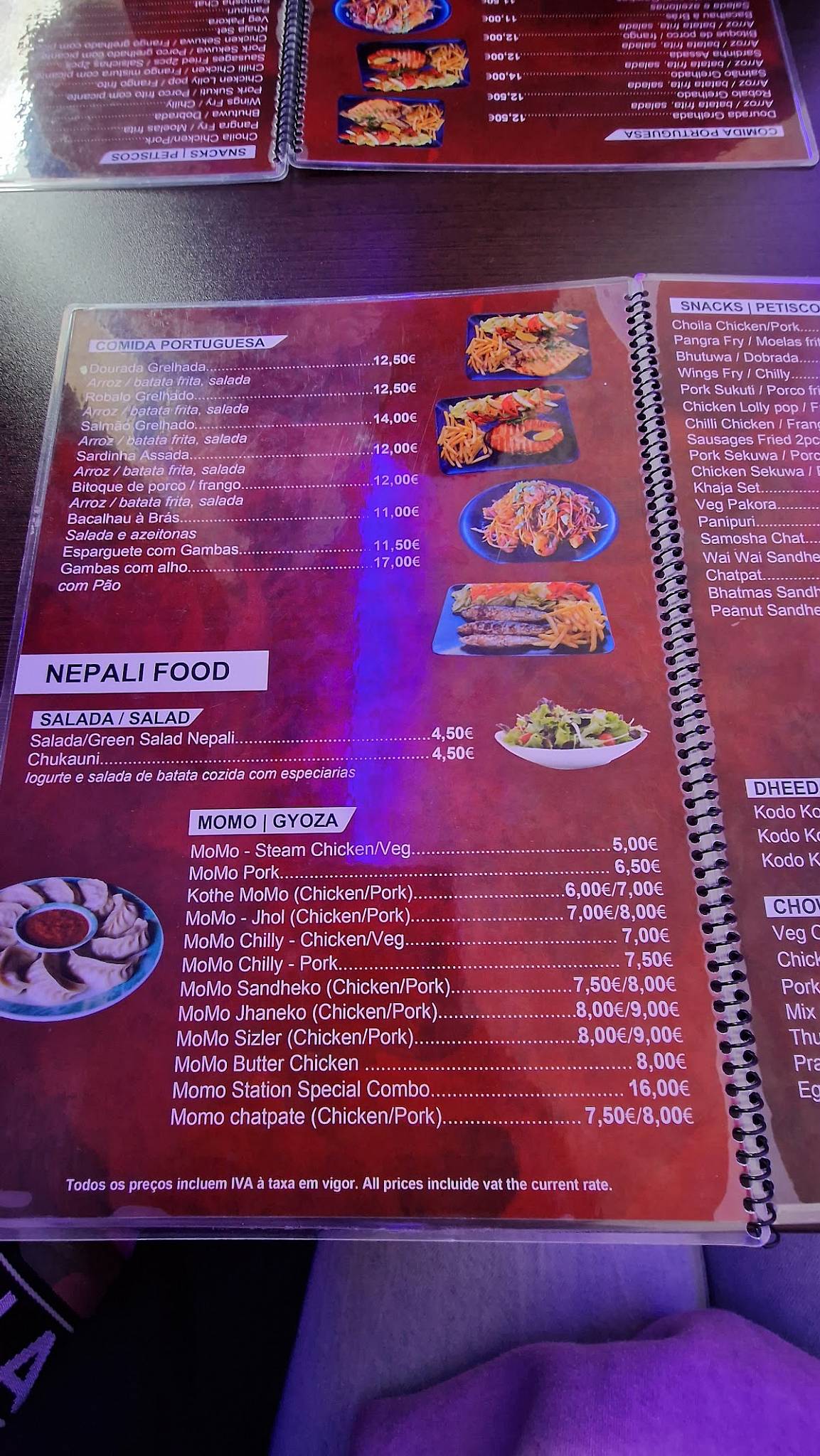 Menu em Momo station restaurante, Lisboa