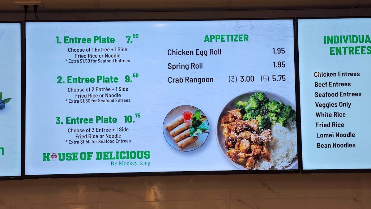 Menu at Monkey King Asian Express restaurant, Cincinnati