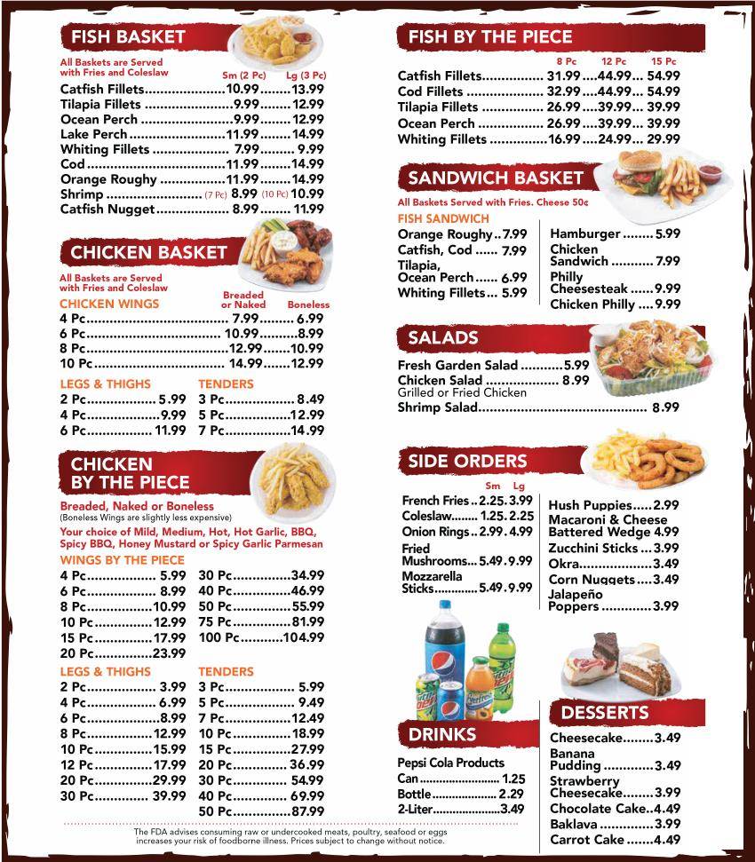 Menu at Moraine Fish & Chicken restaurant, Moraine, N Springboro Pike