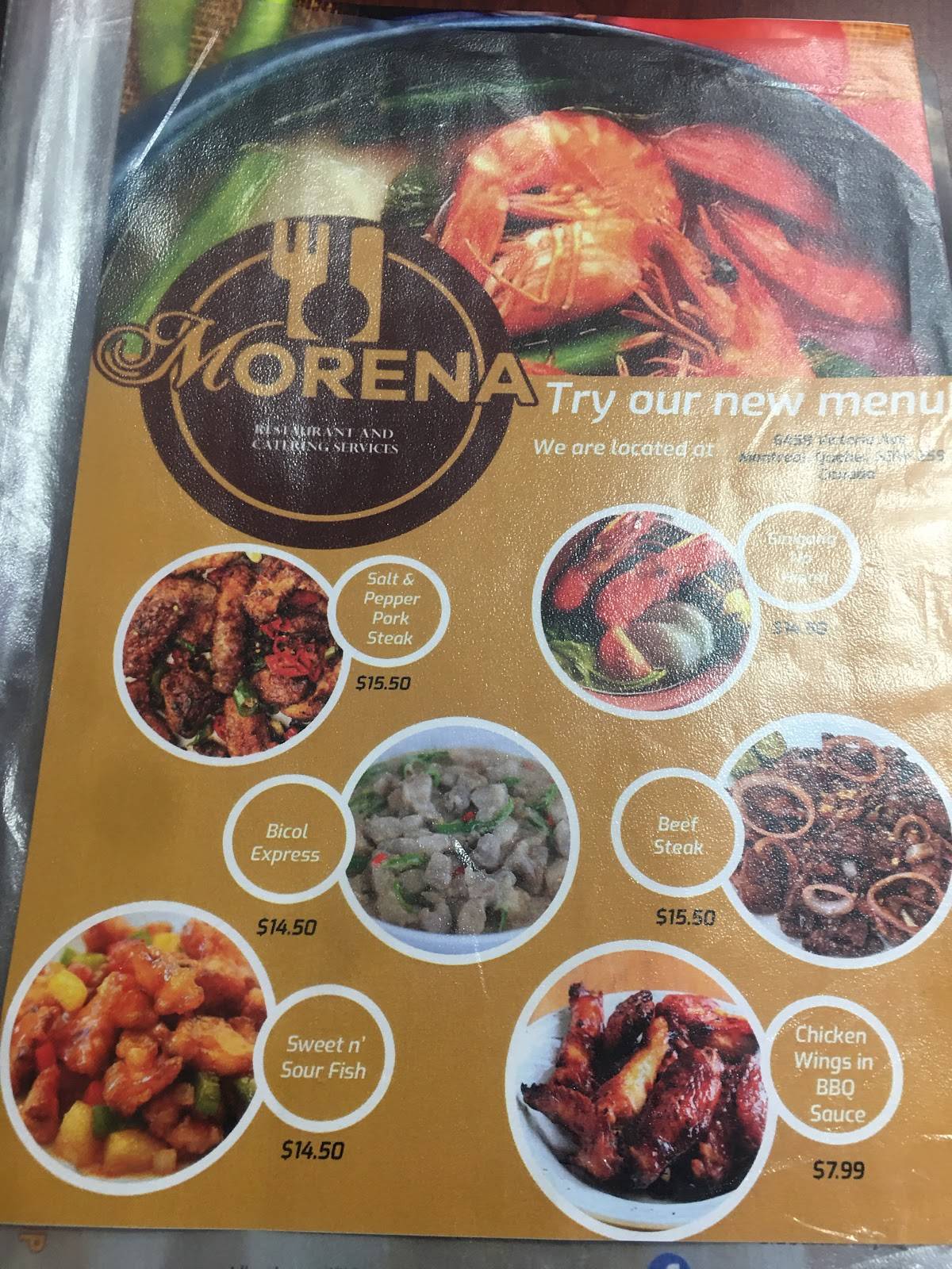 Menu at Morena Restaurant, Montréal