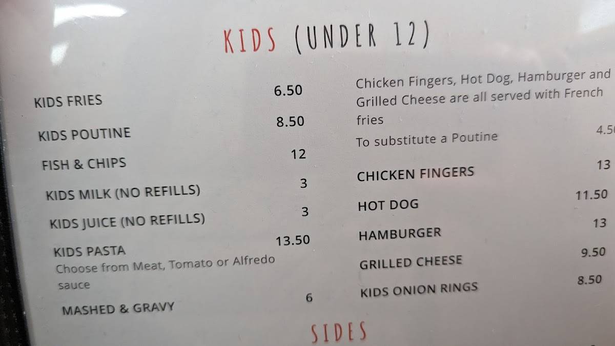Menu at Mo's Family Restaurant, Oakville