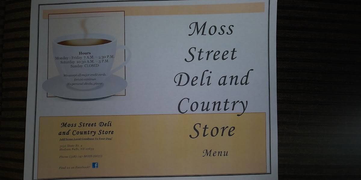 Menu at Moss Street Deli And Country Store restaurant, Hudson Falls