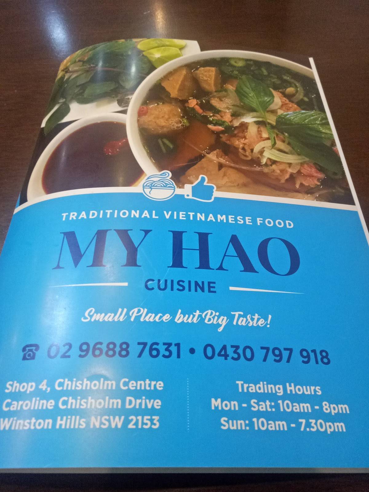 Menu at My Hao Cuisine - Vietnamese Restaurant and Cafe, Winston Hills ...