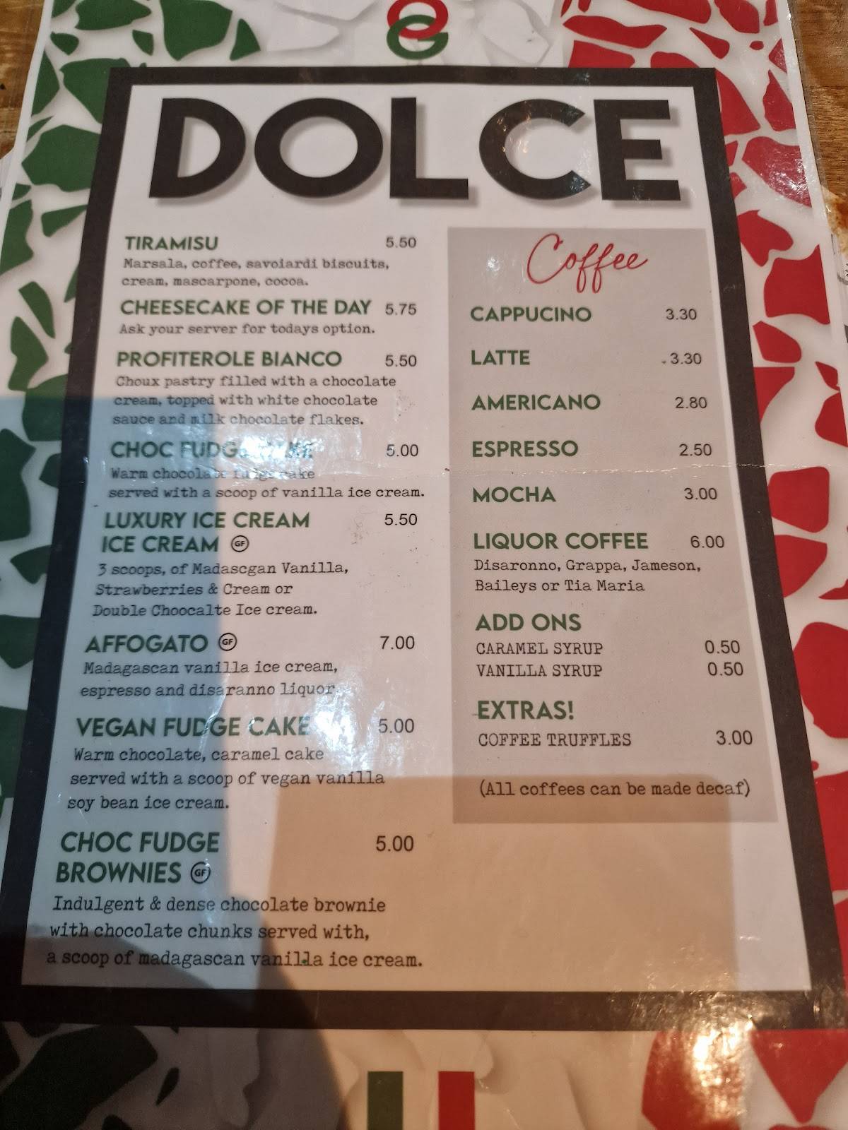 Menu at Olive Garden Standish restaurant, Standish