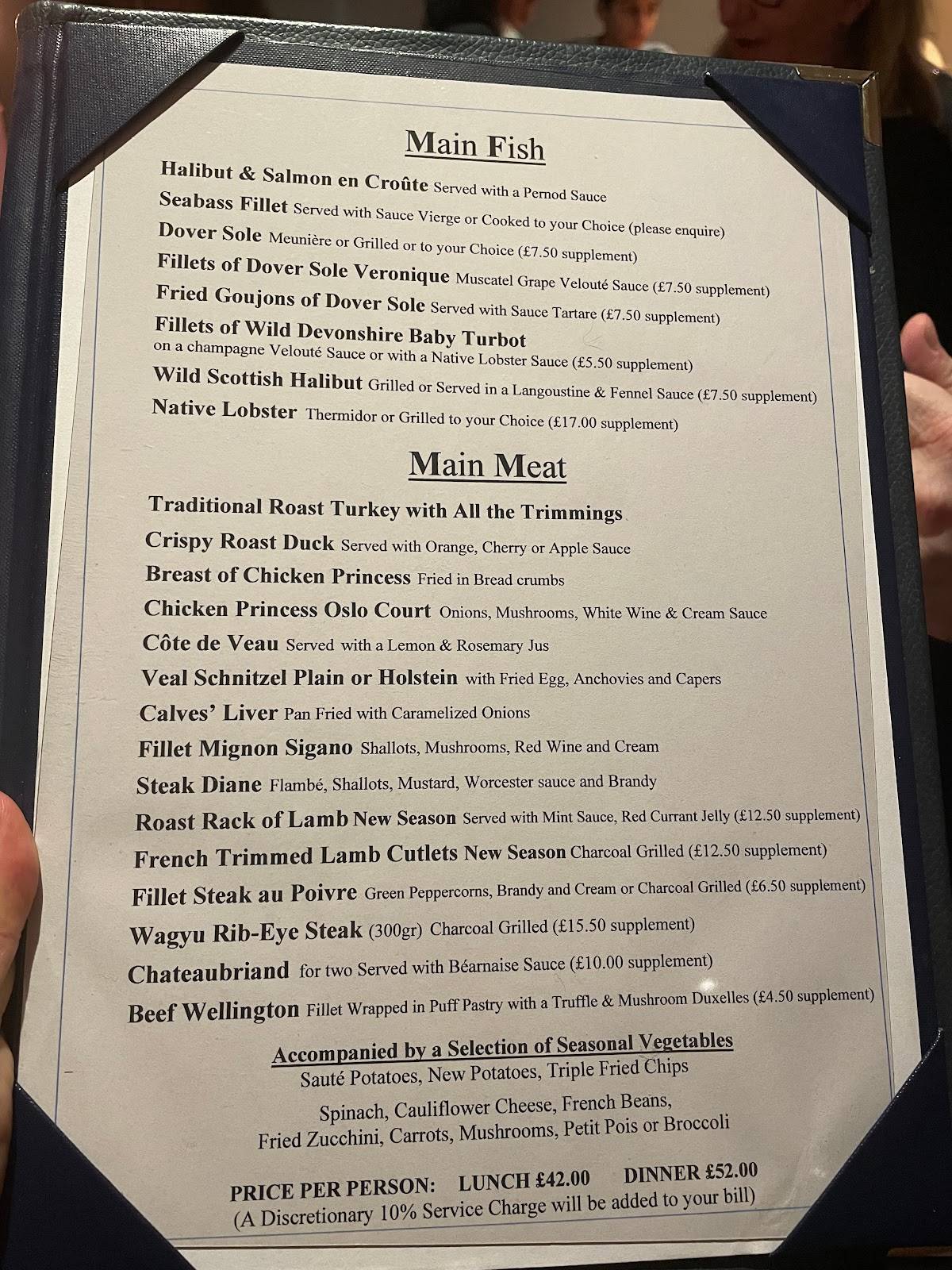 Menu at Oslo Court Restaurant, London