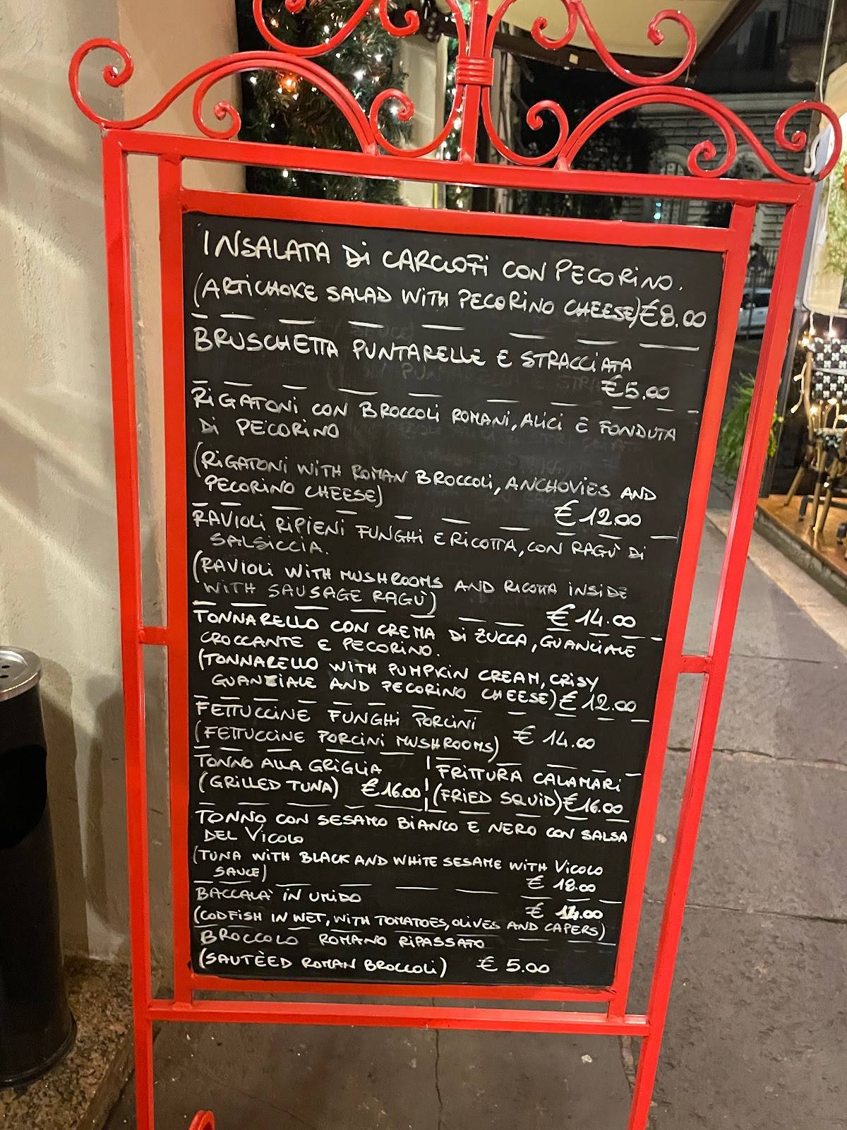 Menu da Osteria Al Vicolo 9 ristorante, Roma