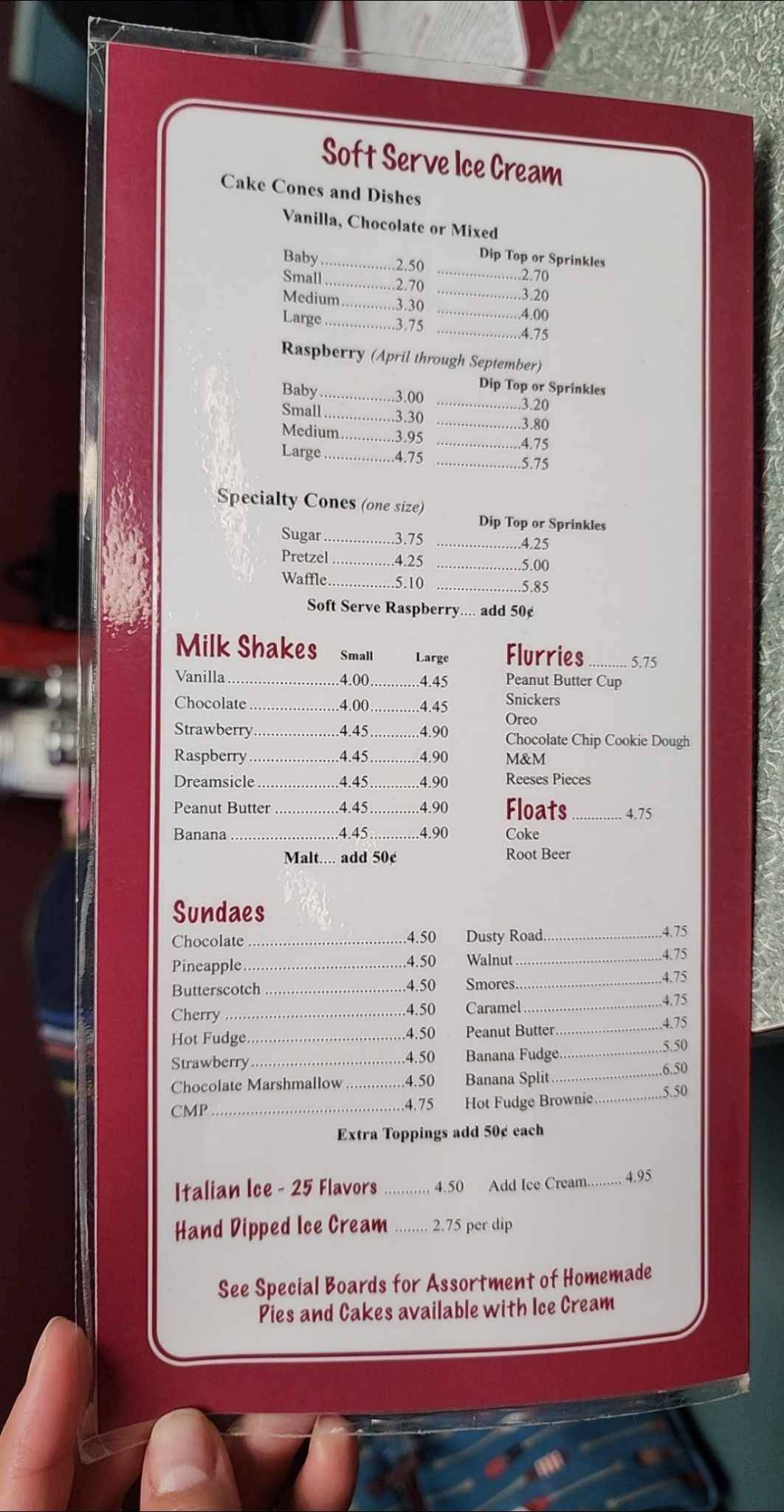 Menu at Papertown Dairy Bar & Restaurant, Spring Grove