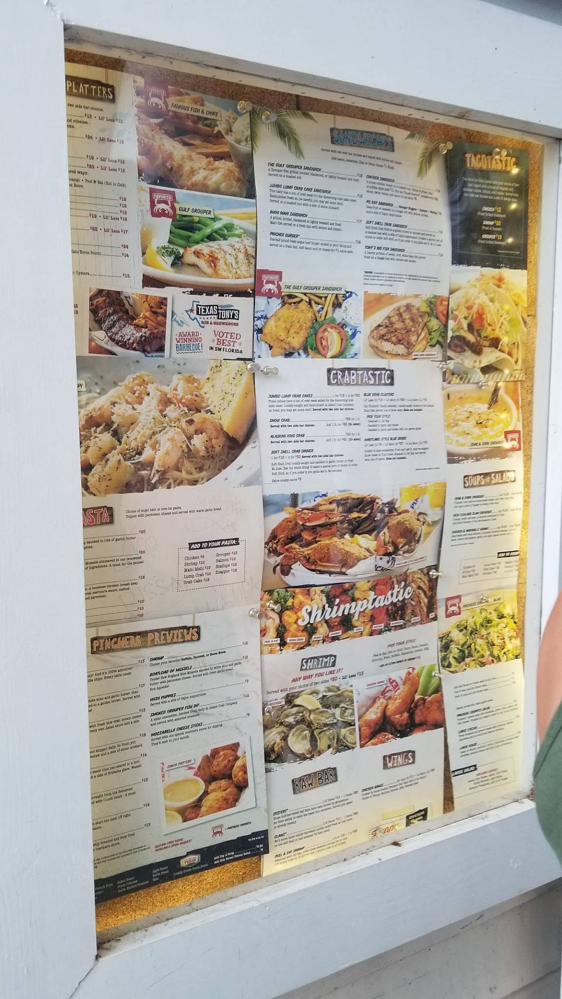 Menu at Pinchers restaurant, Key West