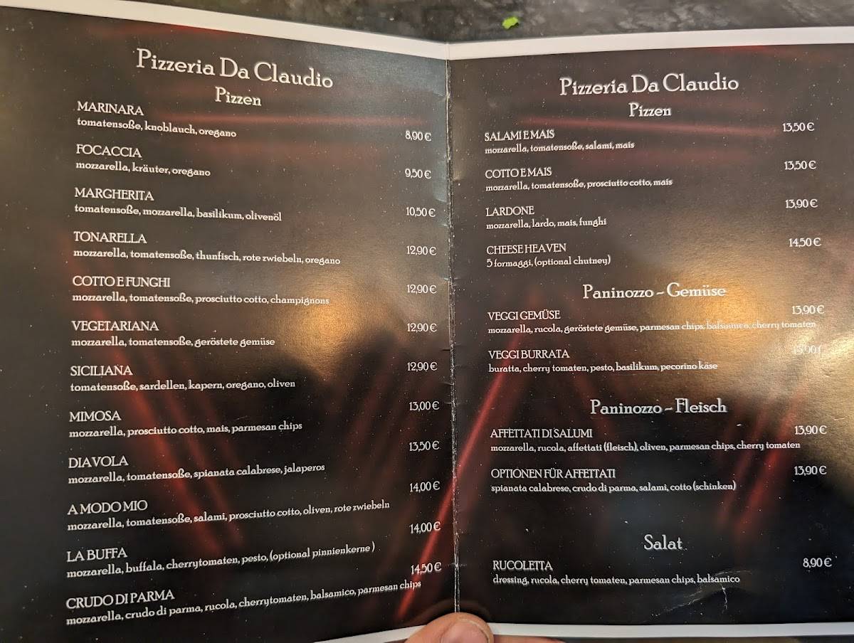 Speisekarte von Pizzeria da Claudio, Linz