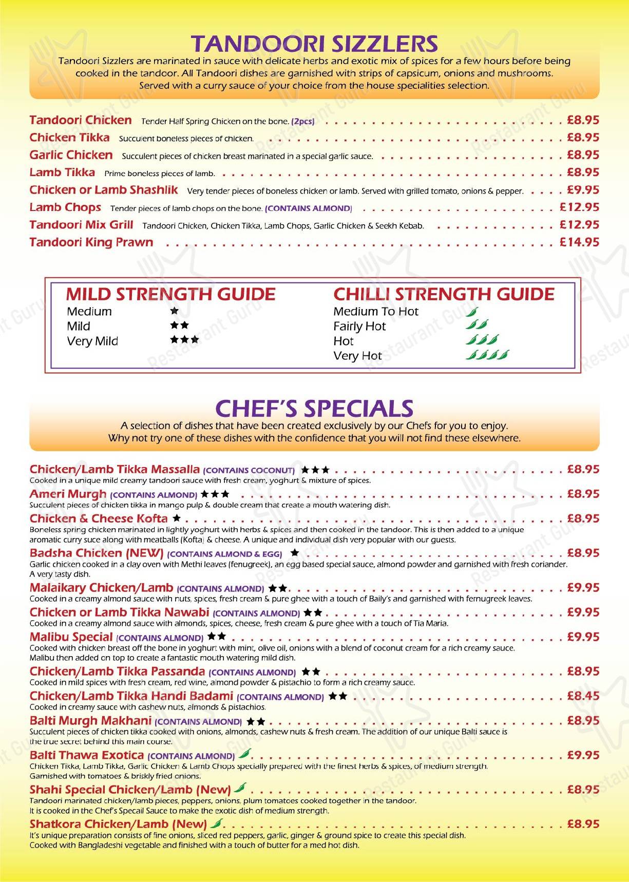 Menu at Plaza Indian Cuisine restaurant, Neath, 31-32 Alfred St