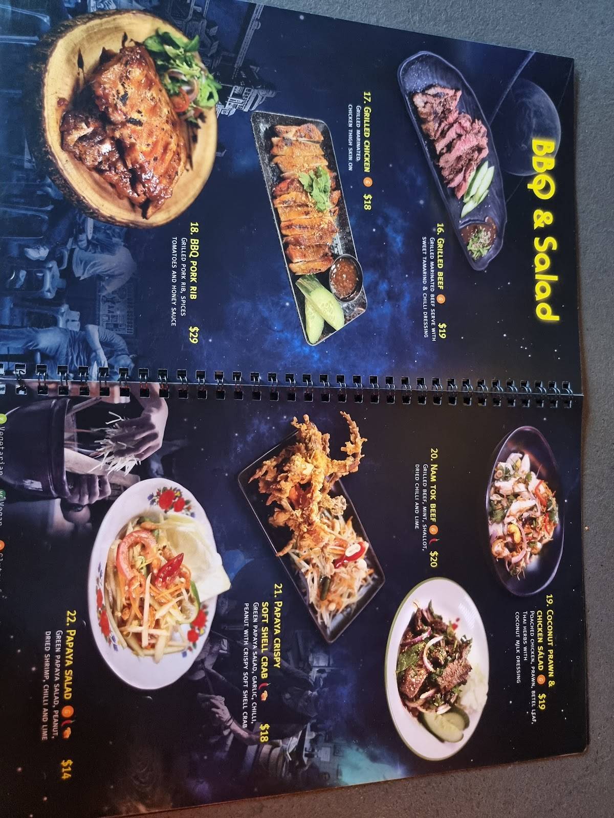 Menu at Pochana restaurant, Brisbane City