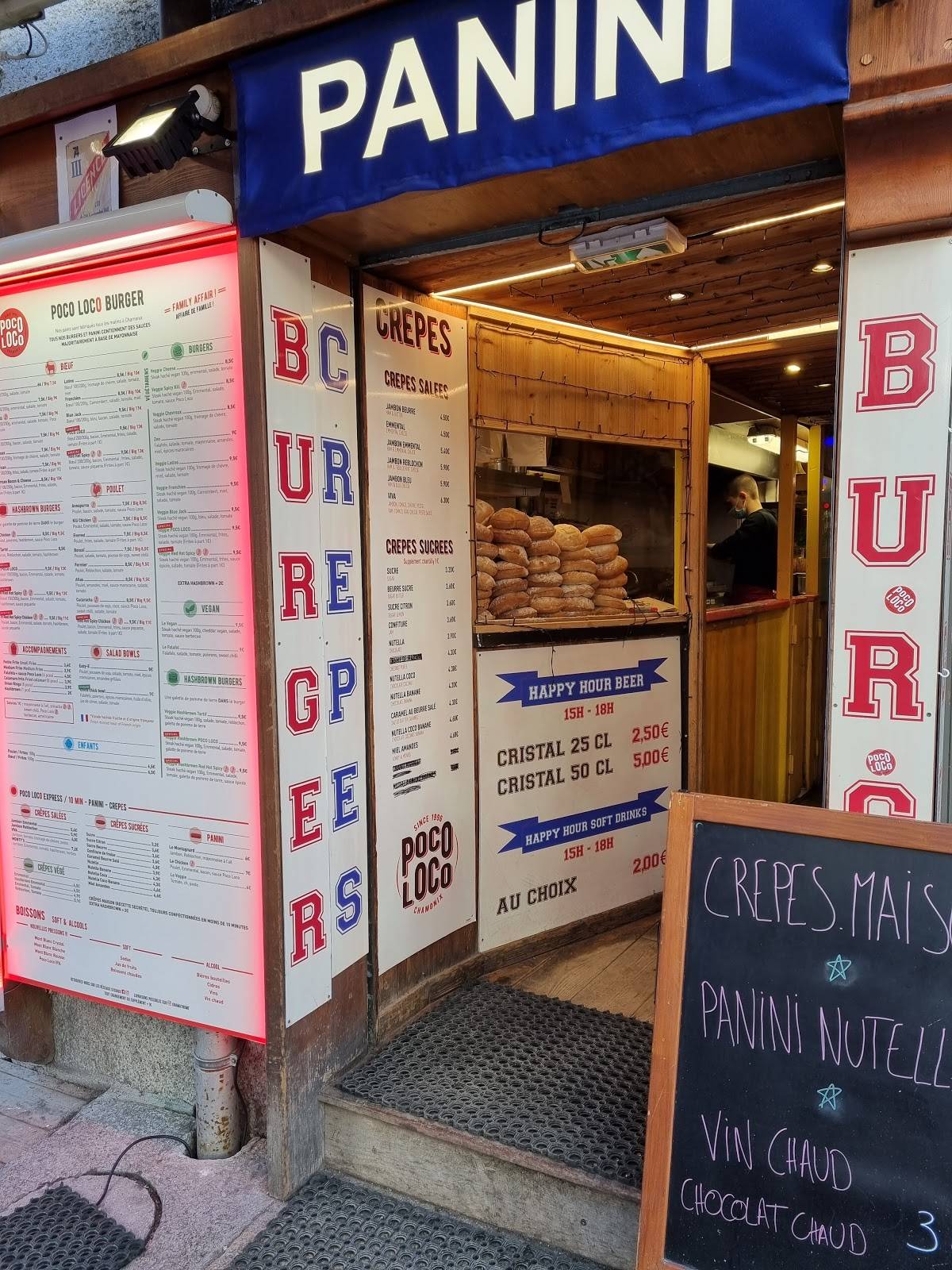 Menu at Poco Loco Burger restaurant, Chamonix
