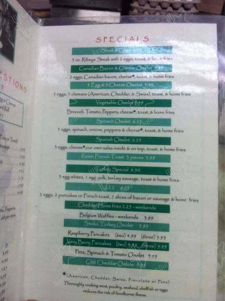 Menu at Quaker Diner restaurant, West Hartford
