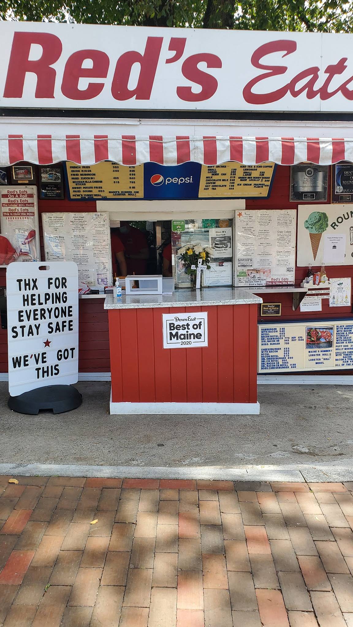 Menu at Red's Eats restaurant, Wiscasset