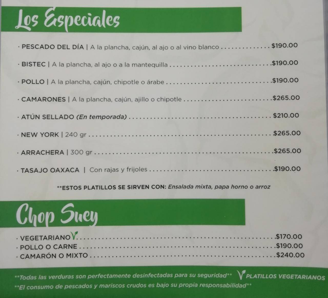 Menu at Restaurant El Nene, Puerto Escondido