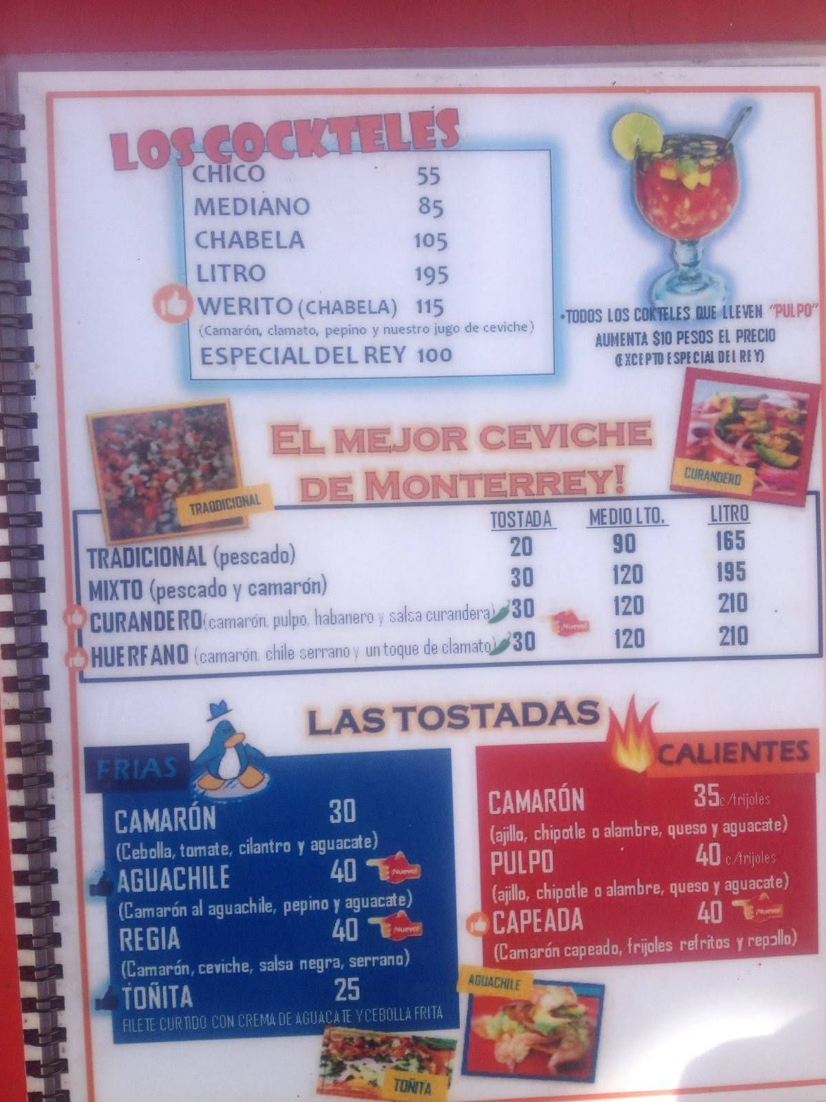 Menu at Restaurante Mariscos El Rey, Monterrey, León XIII 4344