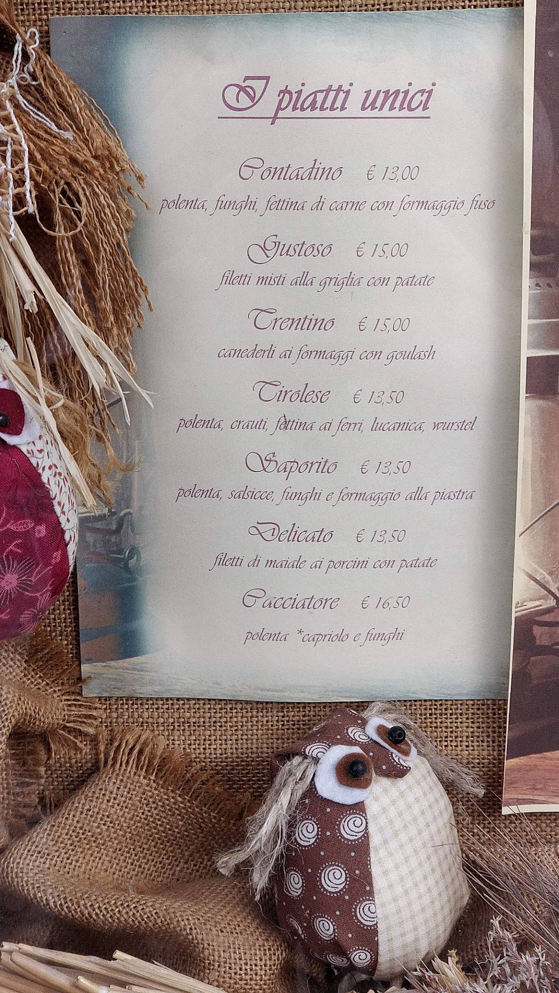 Menu da Ristorante La Lanterna, Andalo